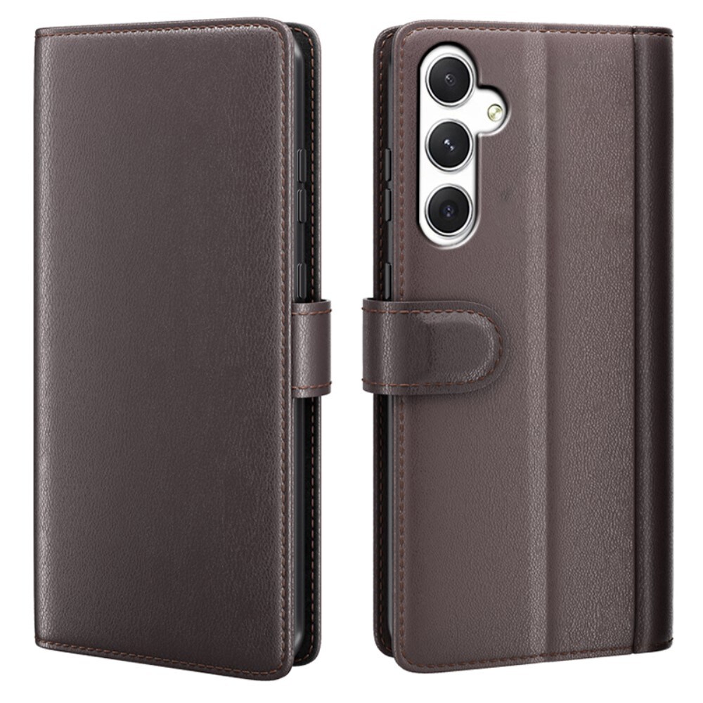 Samsung Galaxy S24 Genuine Leather Wallet Case Brown